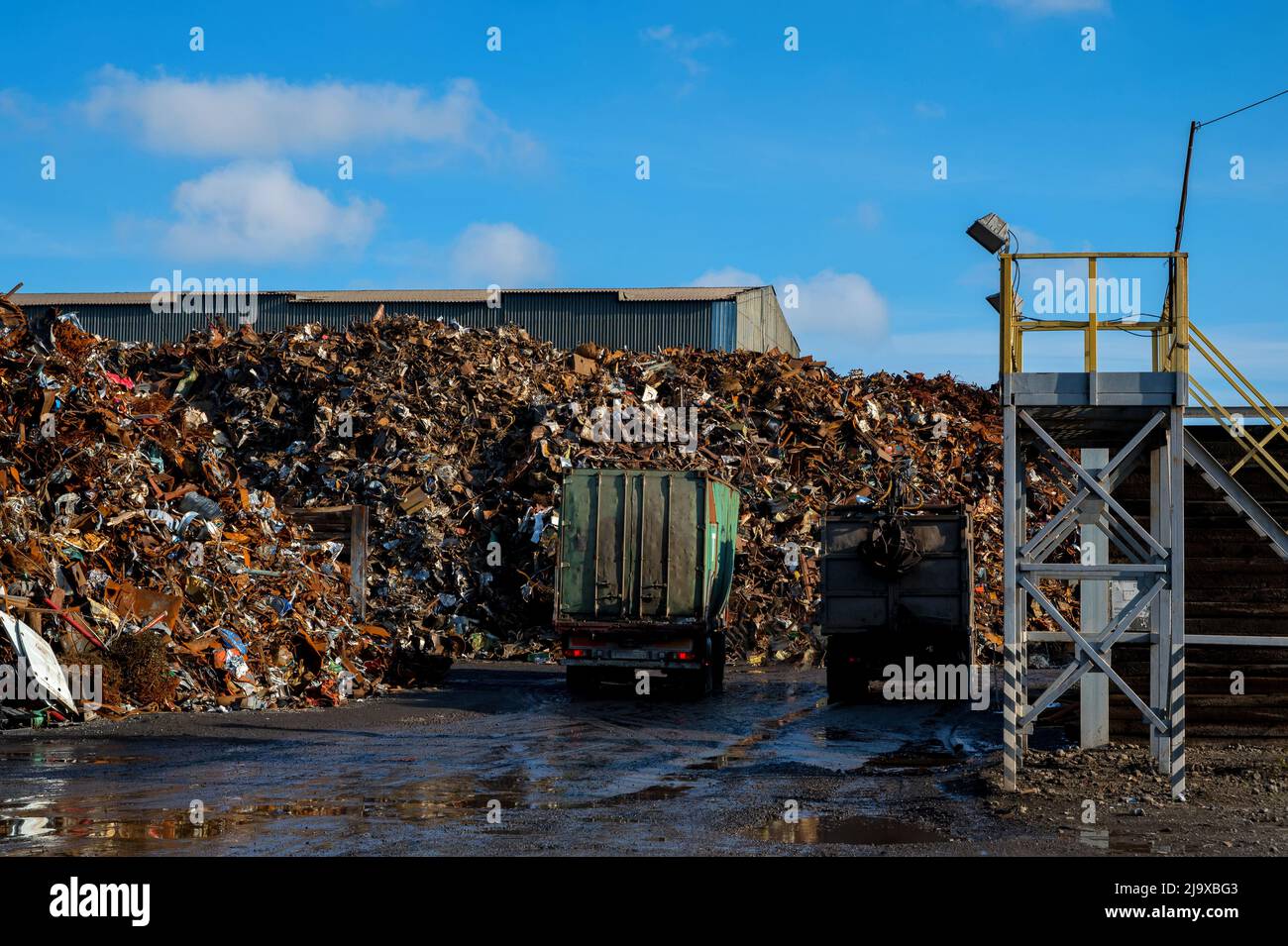 Metal scrap storage in recycling plant. Recycling concept Stock Photo ...