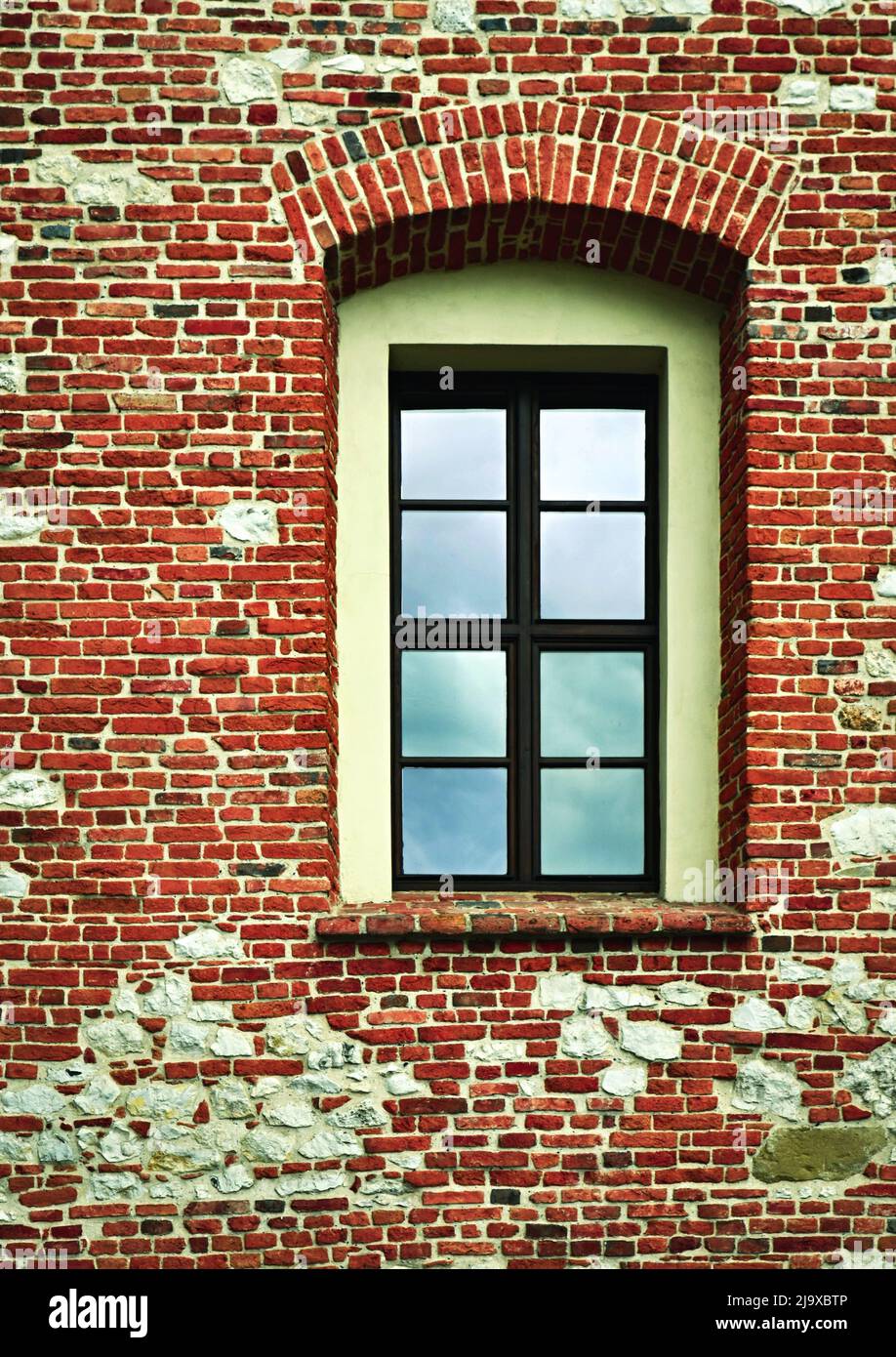architectural background high window in a brick wall Stock Photo - Alamy