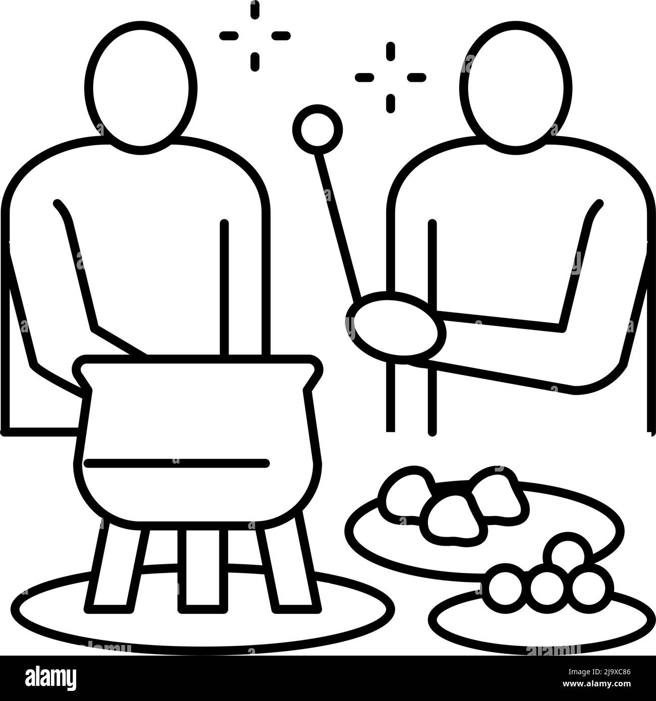 party fondue line icon vector illustration Stock Vector Image & Art - Alamy
