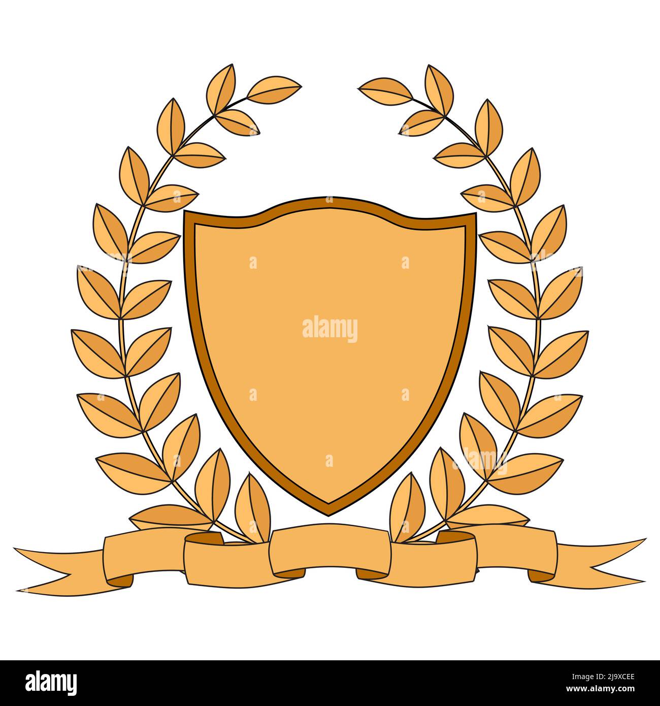 Heraldry. Shield, ribbon laurel wreath. white background Vector ...