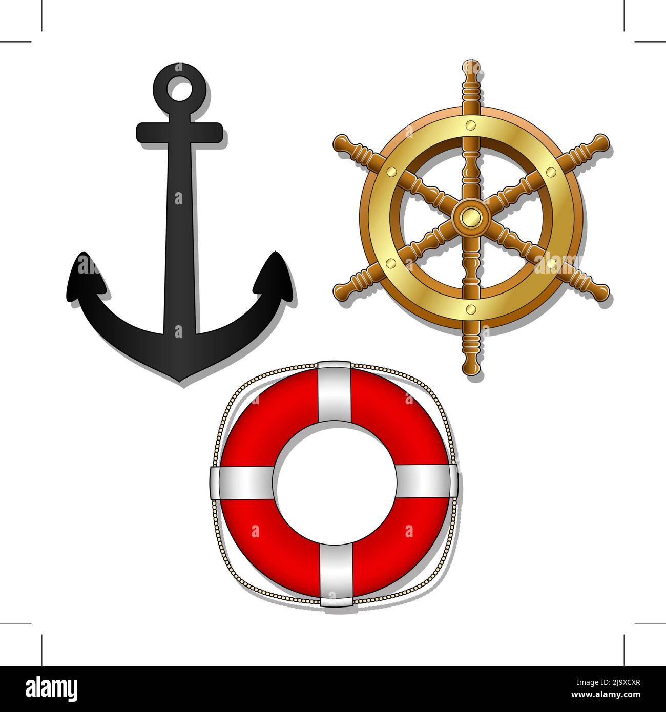 Marine retro vintageship s objects. Isolated. Vector Image Stock Vector ...