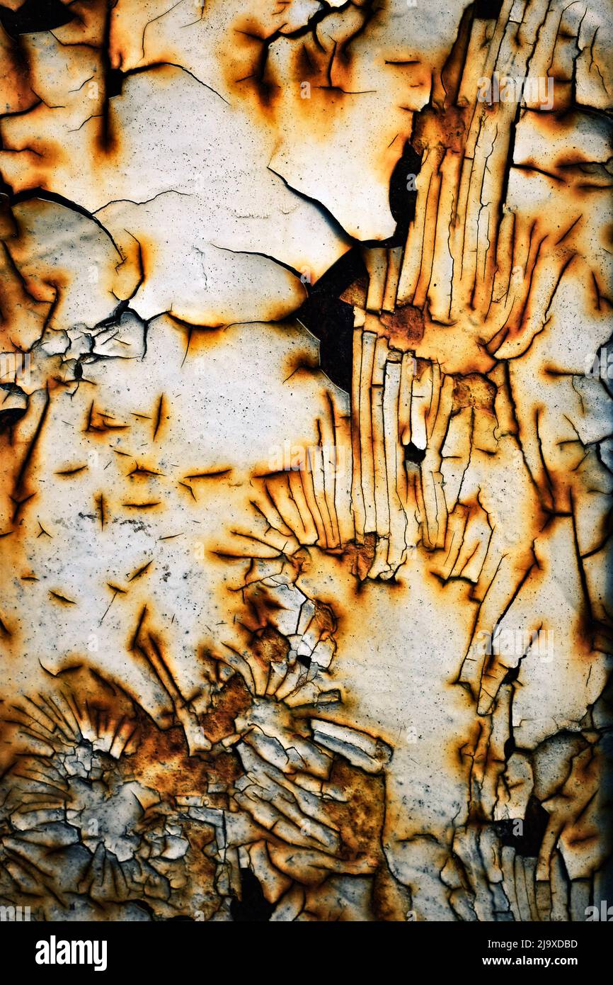 abstract background old cracked white paint on iron Stock Photo - Alamy