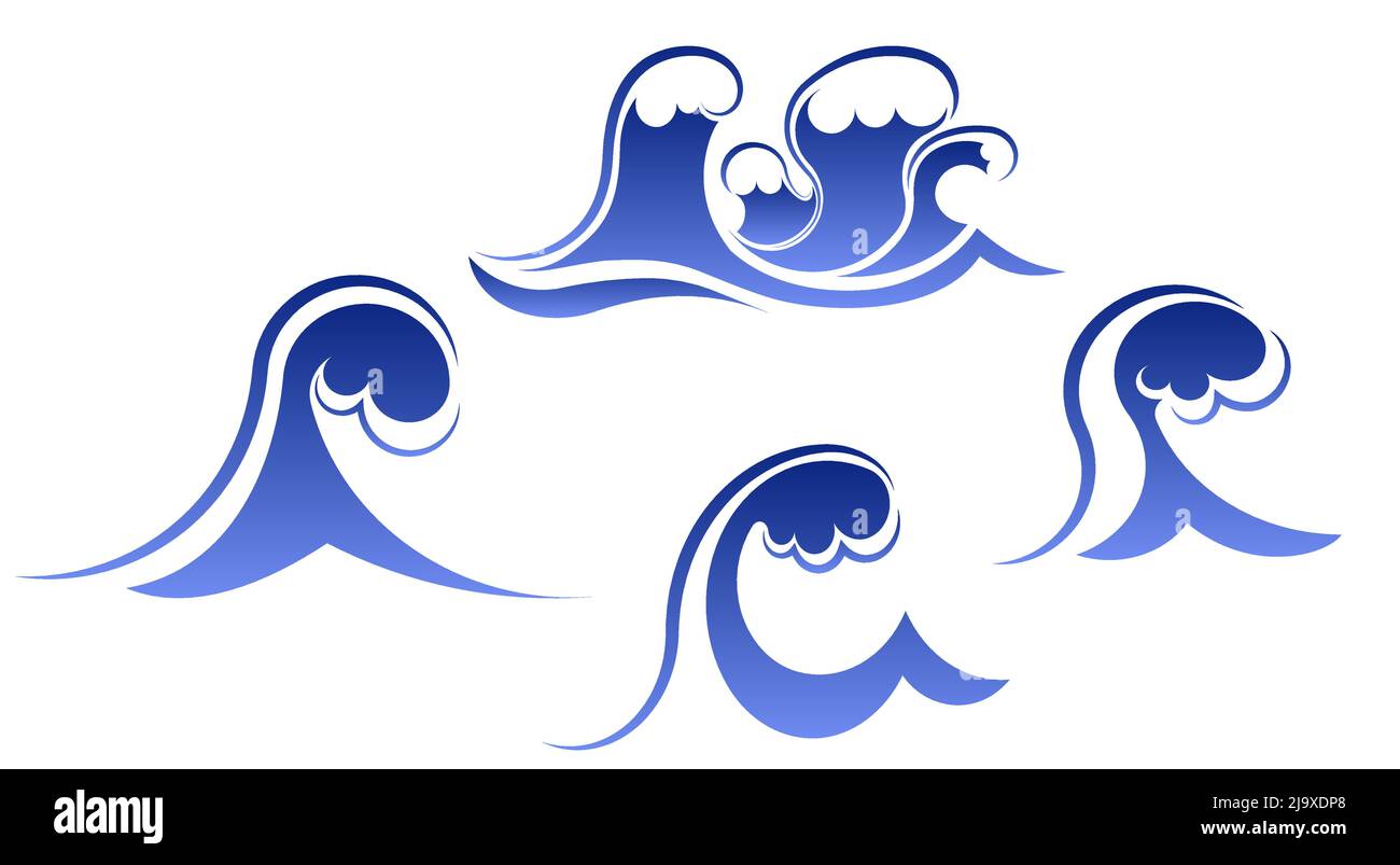 Set of four blue wave symbols for your design Stock Vector Image & Art ...