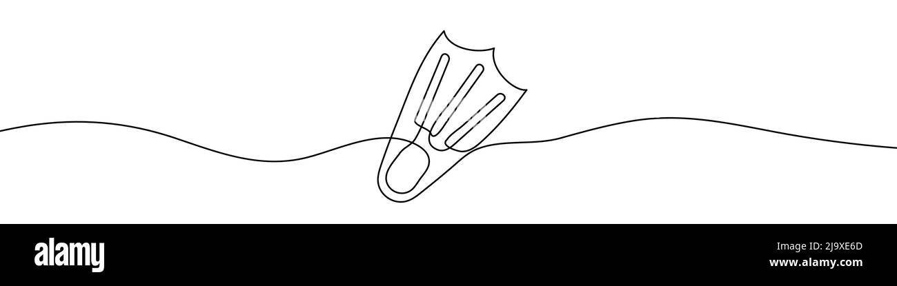 Continuous line drawing of flippers. Flippers one line icon. One line ...