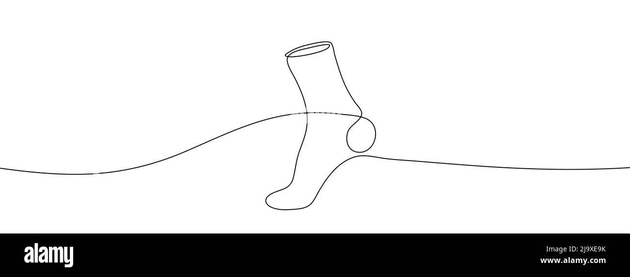 Continuous line drawing of socks. Socks one line icon. One line drawing ...