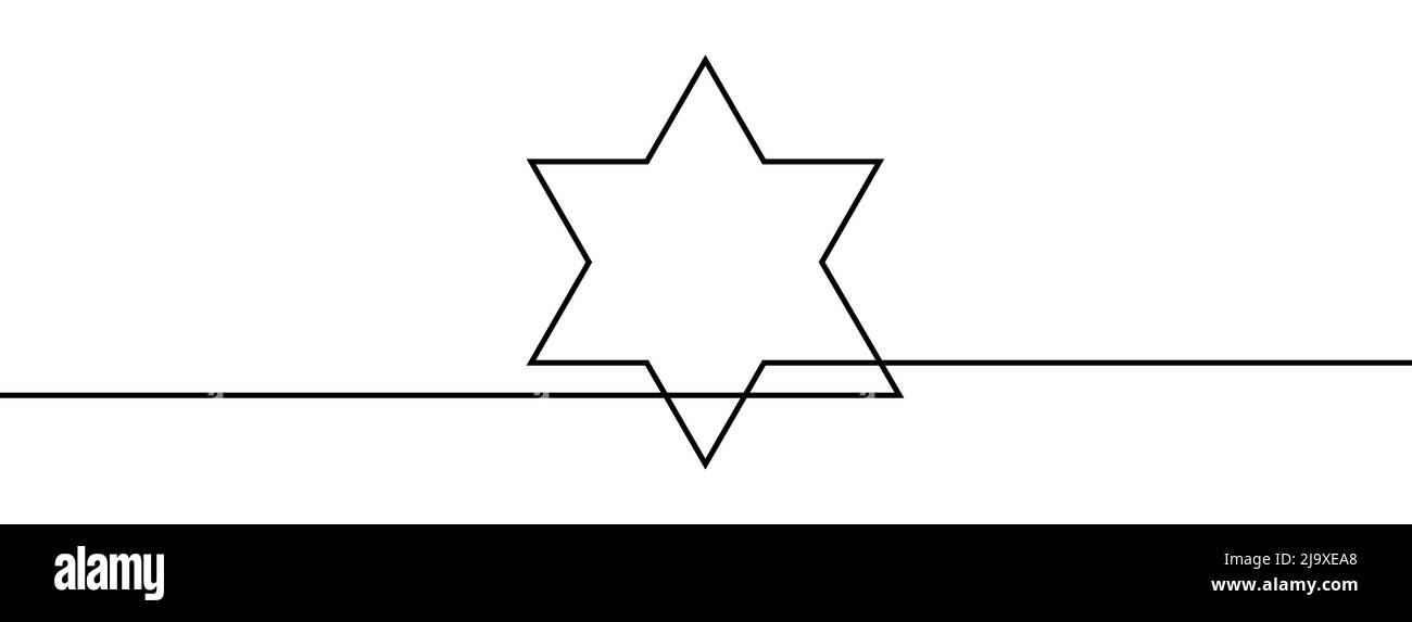 Continuous line drawing of star of David. Star of David line icon. One ...