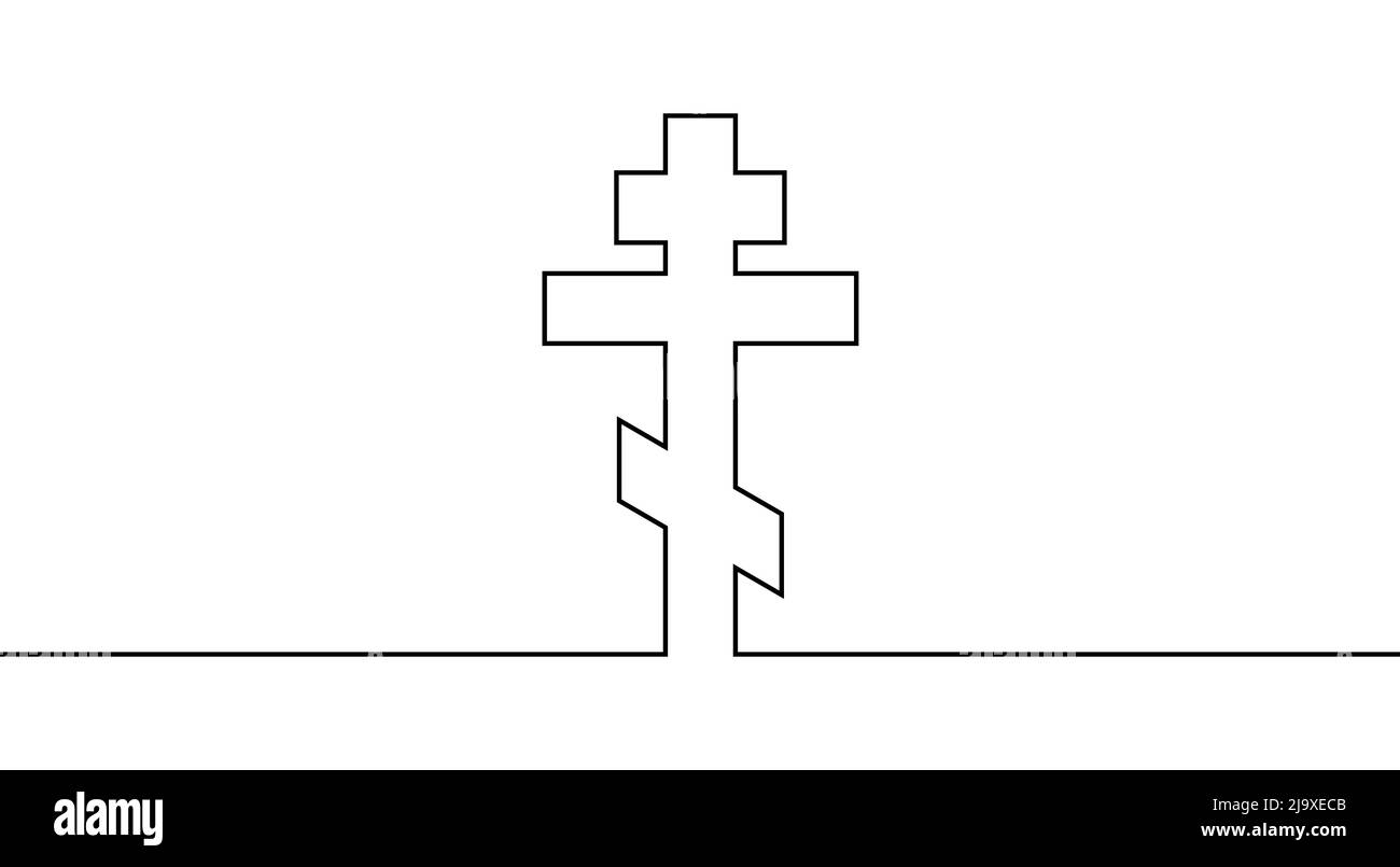 Continuous line drawing of christian cross. Religious cross one line ...