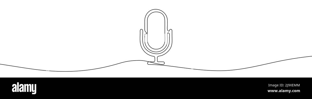 Continuous drawing of microphone. One line icon of microphone. One line ...