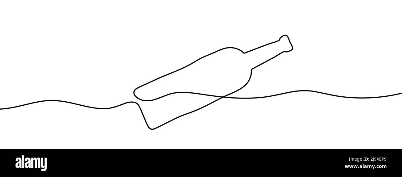 Continuous line drawing of bottle. Wine bottle linear icon. One line ...