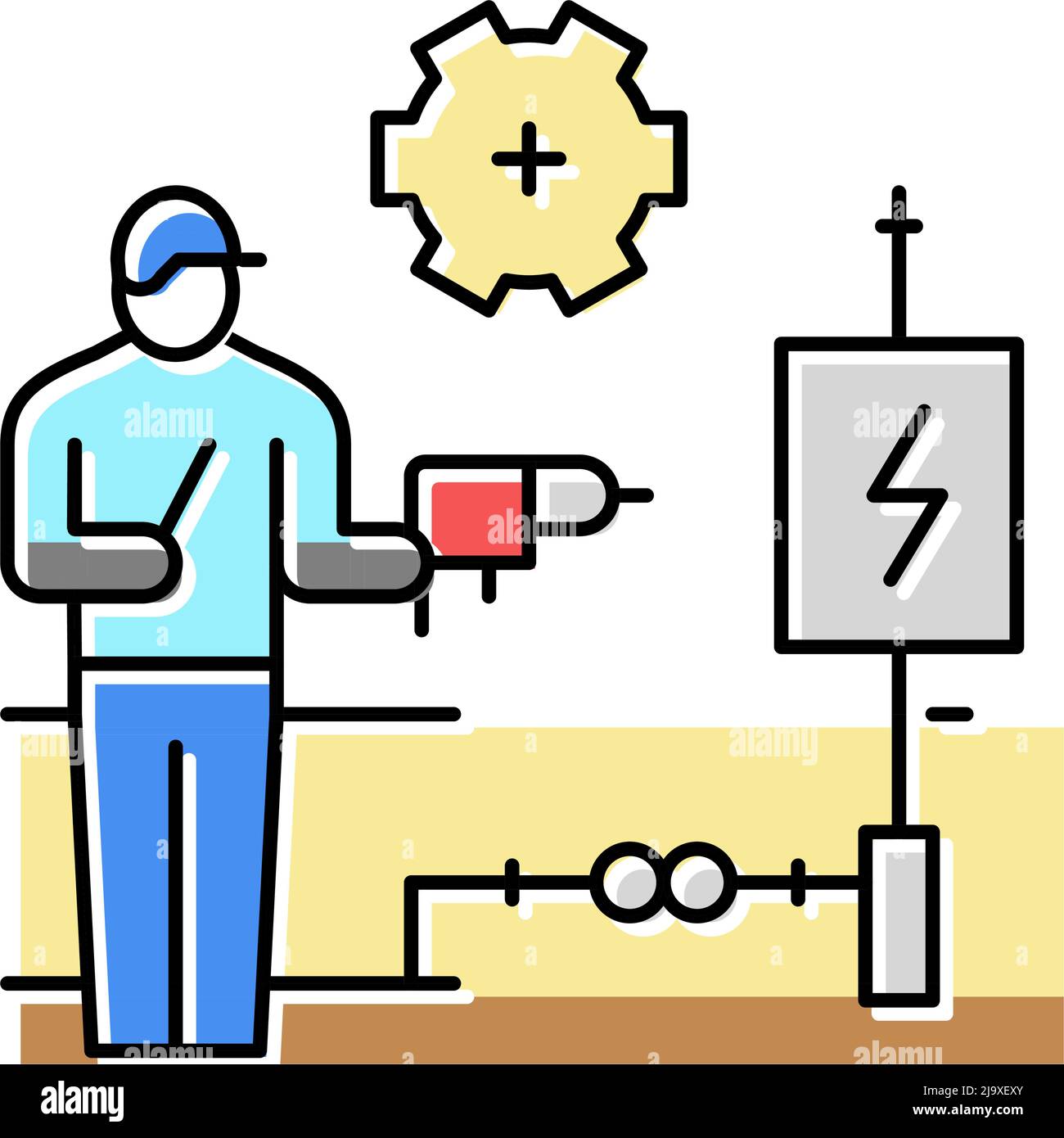 electrical rewiring color icon vector illustration Stock Vector Image ...