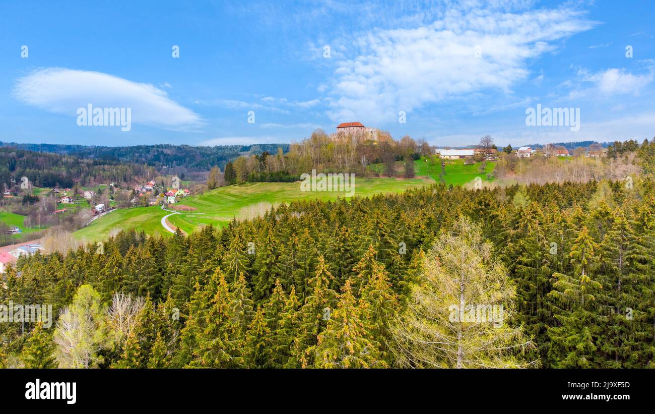 Pecka medieval castle from above Stock Photo - Alamy