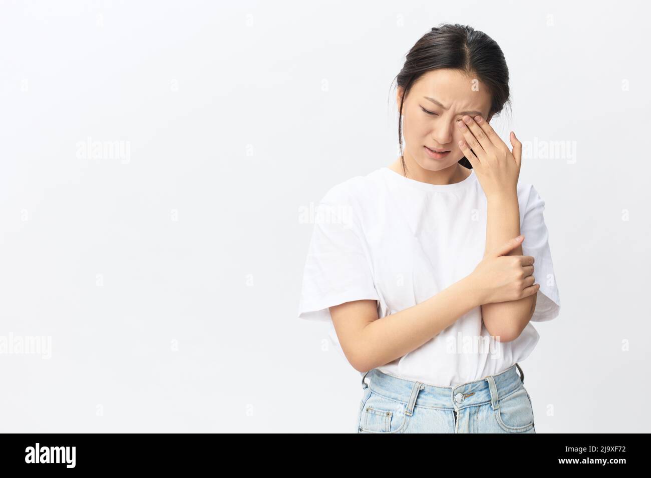 Suffering From Strong Pain. Eyesight problem. Tormented suffering ...