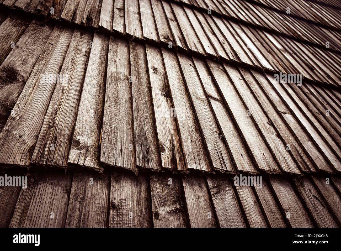 background retro weathered slant wooden shingle roof Stock Photo - Alamy