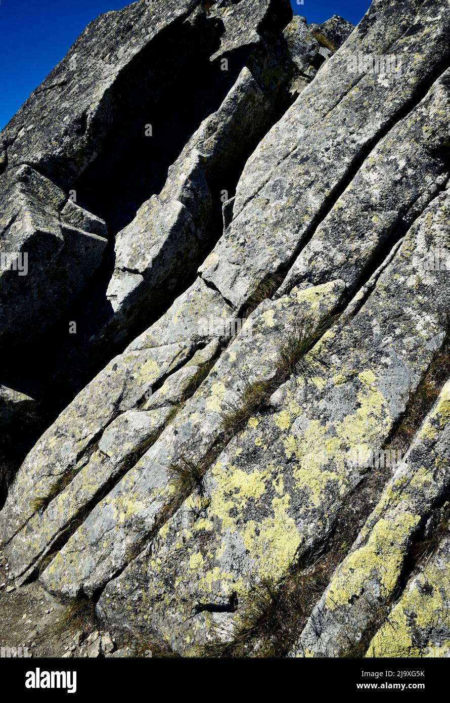 background or texture sloping granite block in the mountains Stock ...