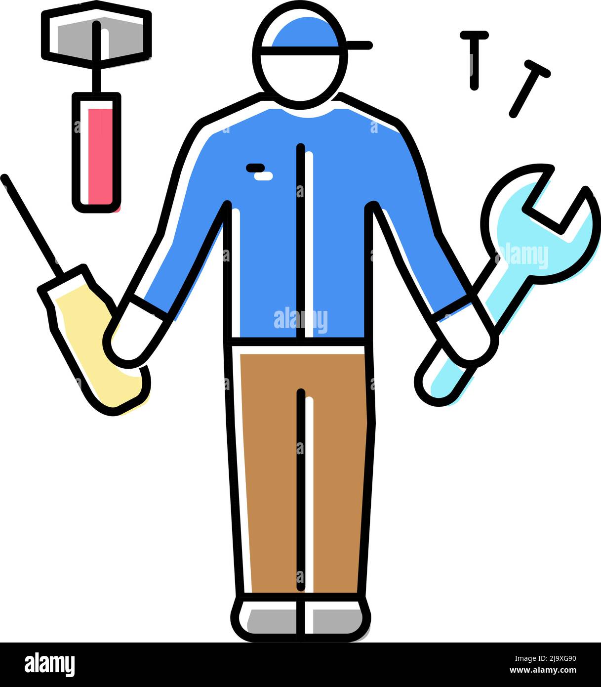 handyman worker color icon vector illustration Stock Vector Image & Art ...