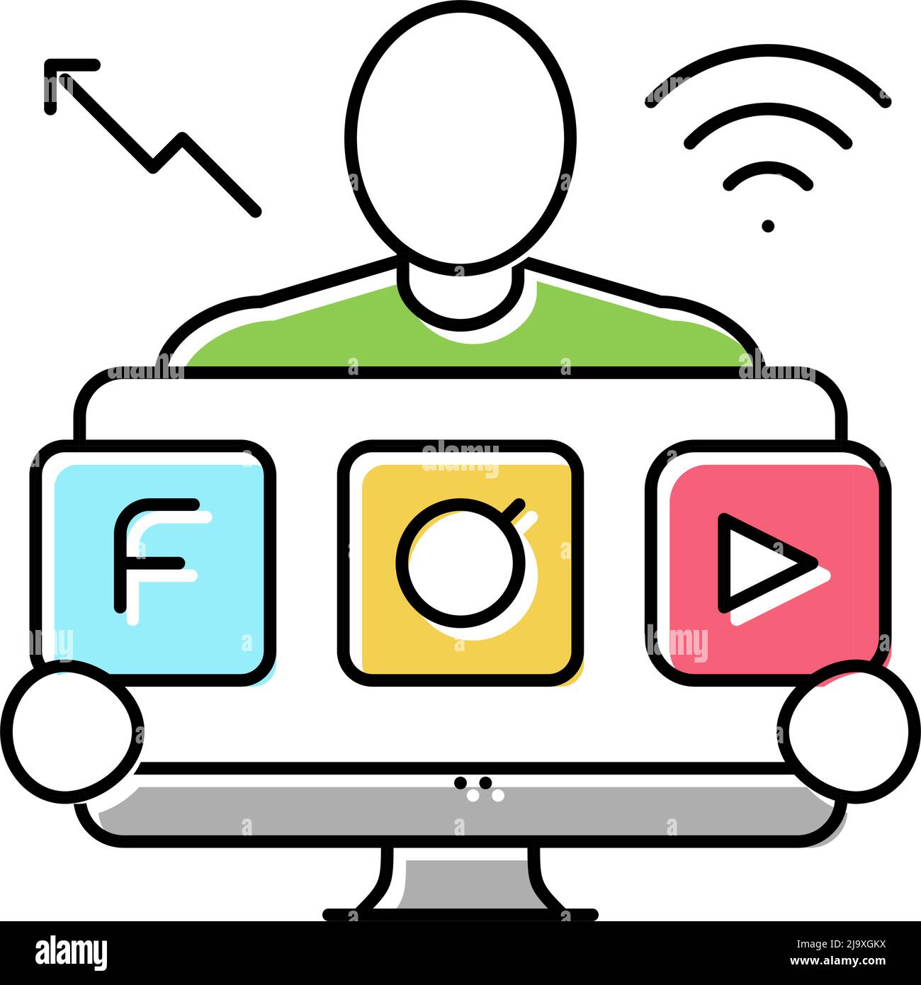 social media manager color icon vector illustration Stock Vector Image ...