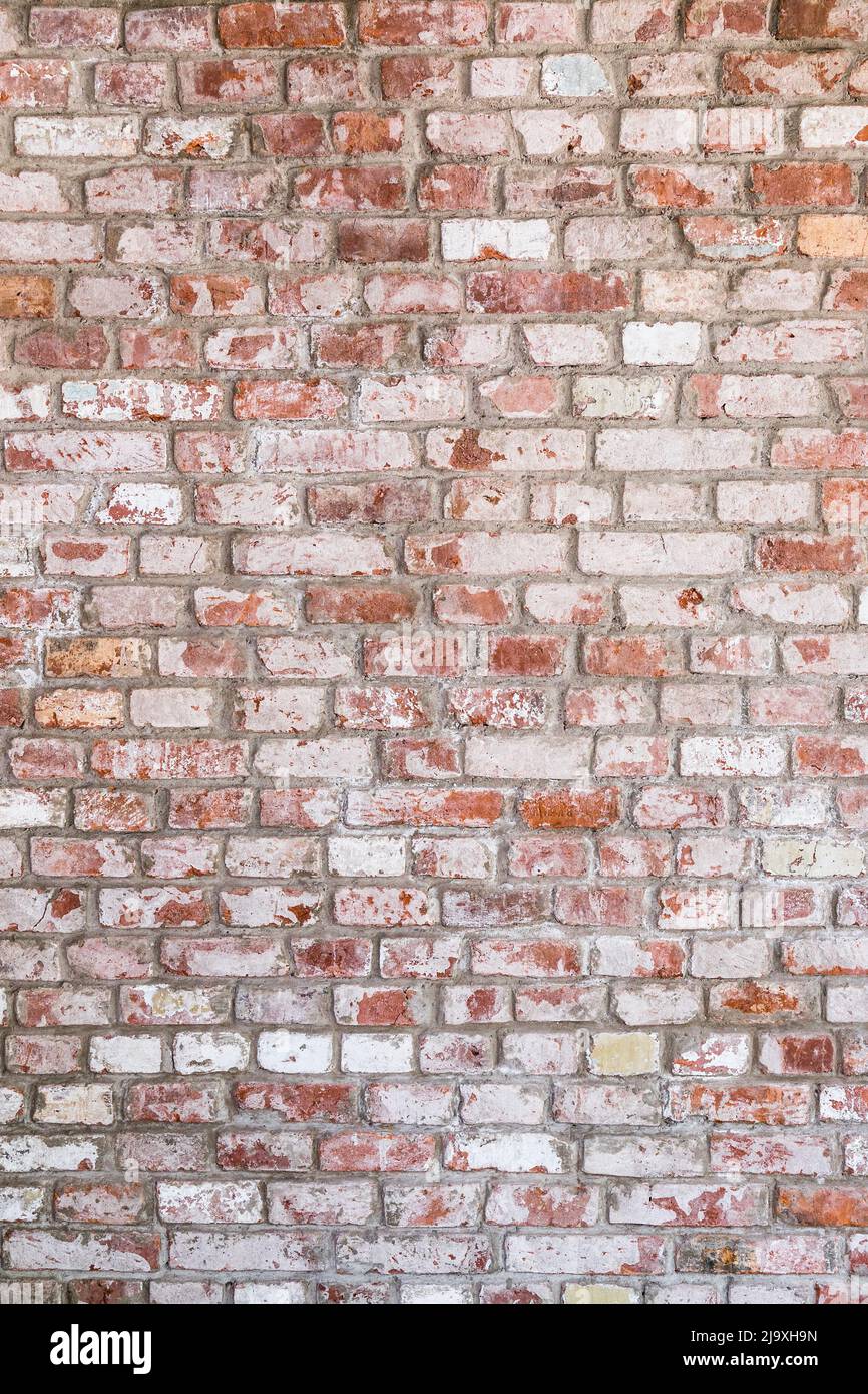 Texture of old rustic brick wall painted with white Stock Photo - Alamy