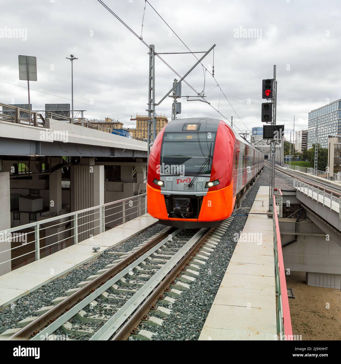 MOSCOW, RUSSIA - SEPTEMBER 13, 2016: Central Circle Line MCC Lastochka ...