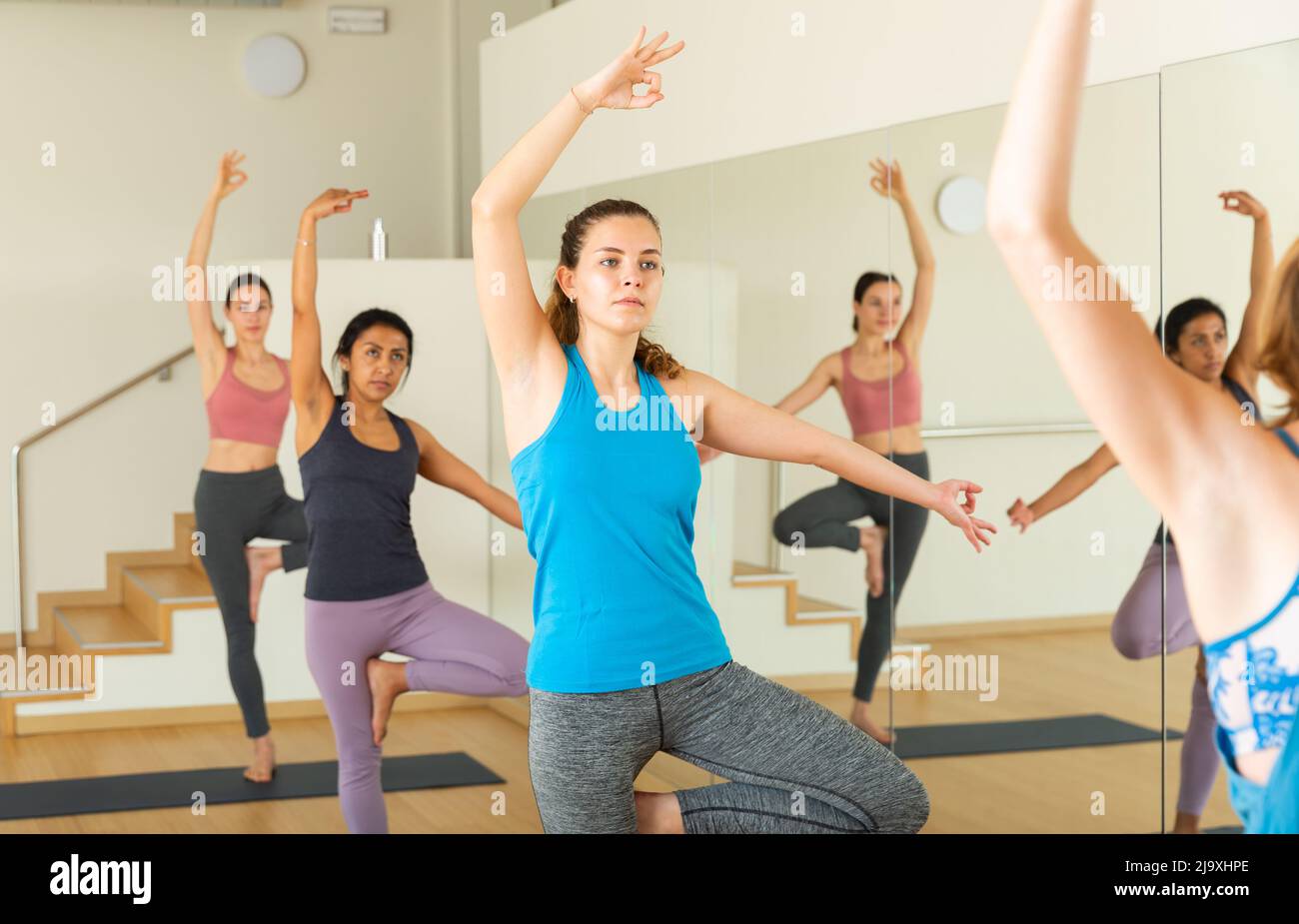 Group young active females hi-res stock photography and images - Alamy