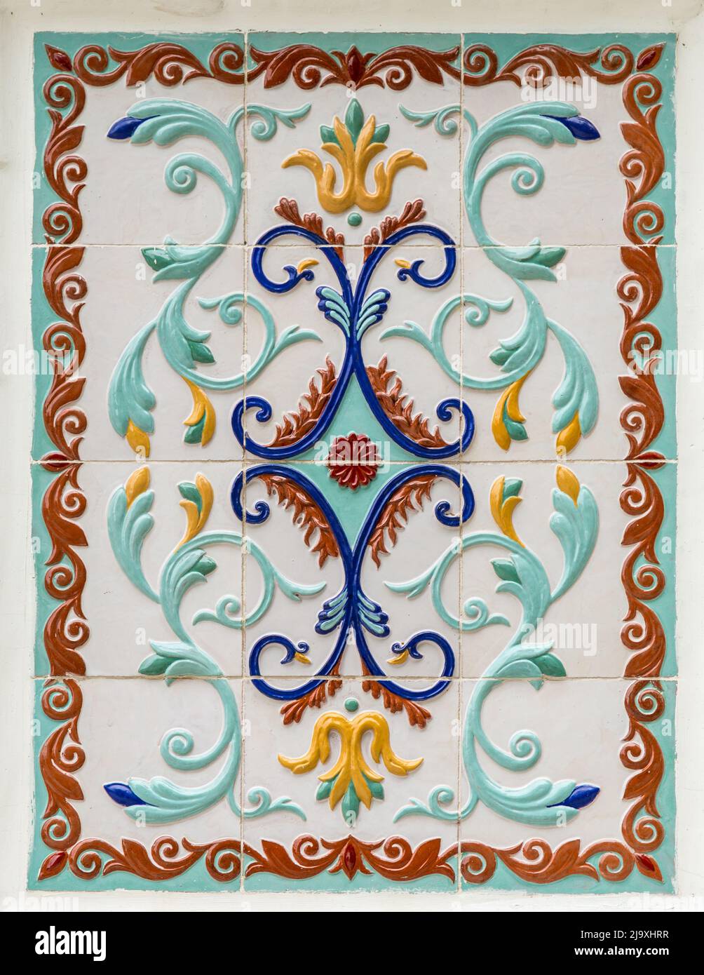traditional russian floral ornament on tiles Stock Photo - Alamy