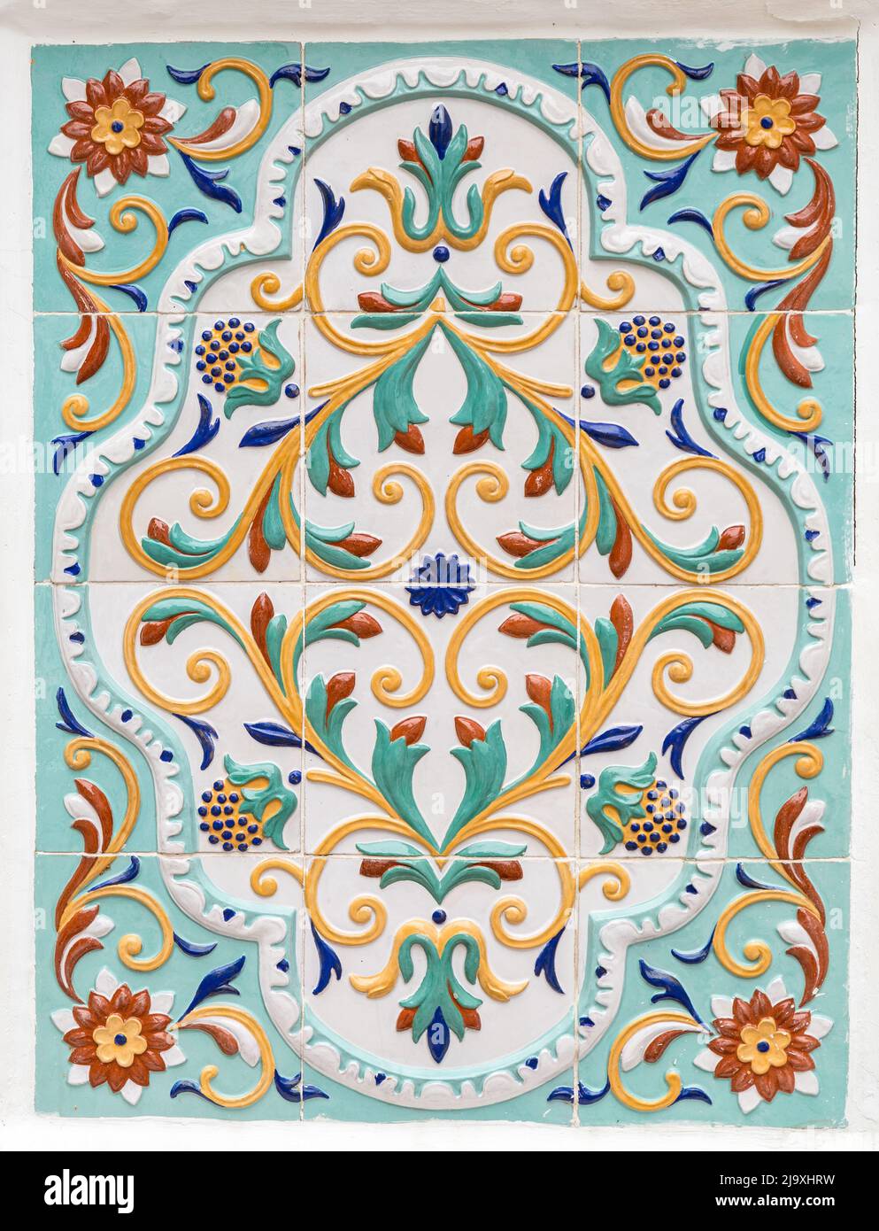 traditional russian floral ornament on tiles Stock Photo - Alamy