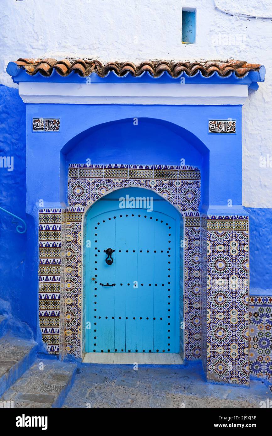 Door of a House in Chefchaouen City, Morocco Stock Photo - Alamy