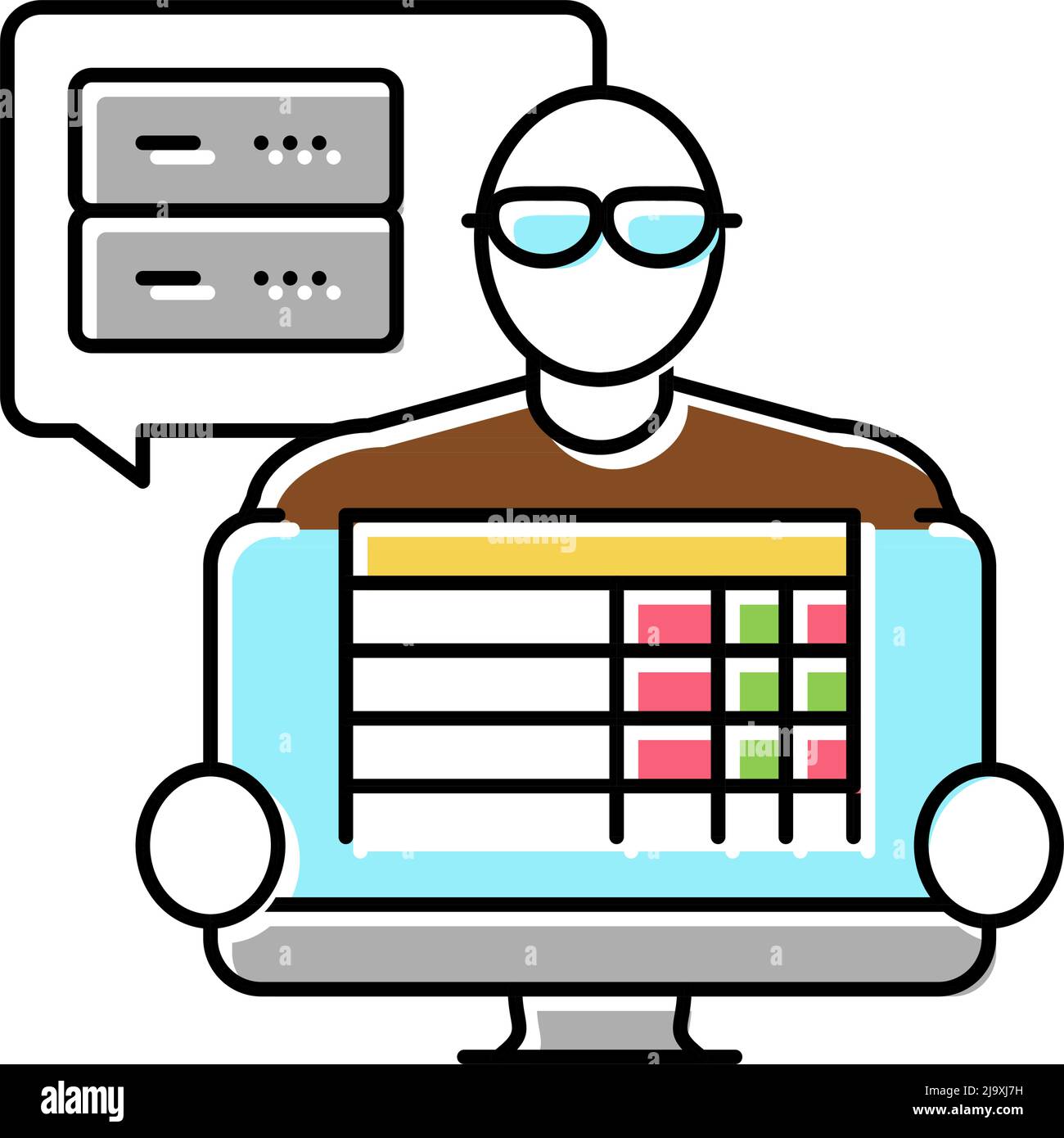 data entry clerk color icon vector illustration Stock Vector Image ...