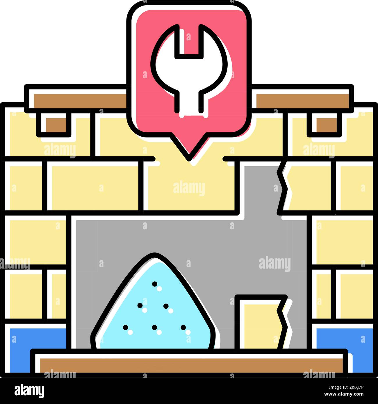 fireplace repair color icon vector illustration Stock Vector Image ...