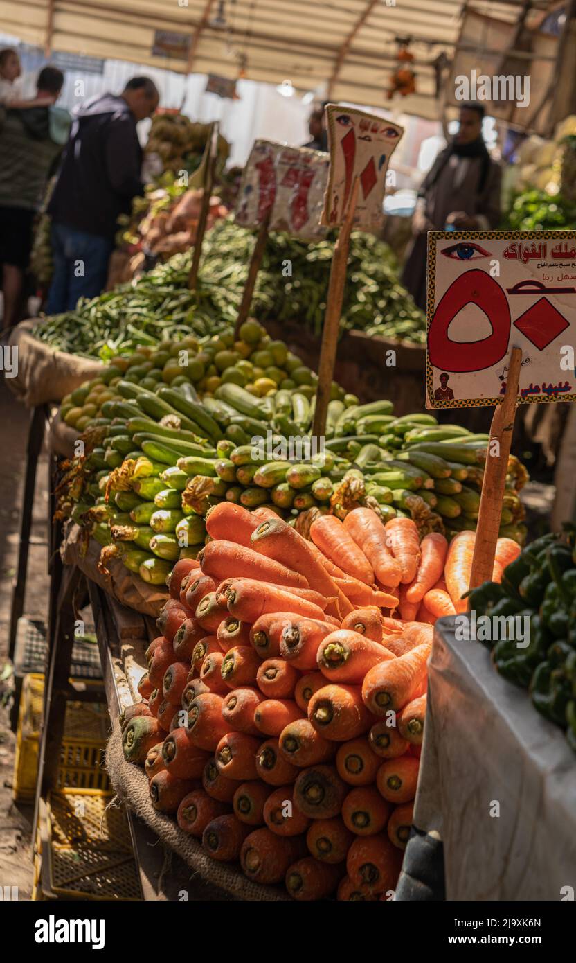 Egypt, Hurghada, 20 FEBRUARY 2022: Arabic market stall full of organic ...