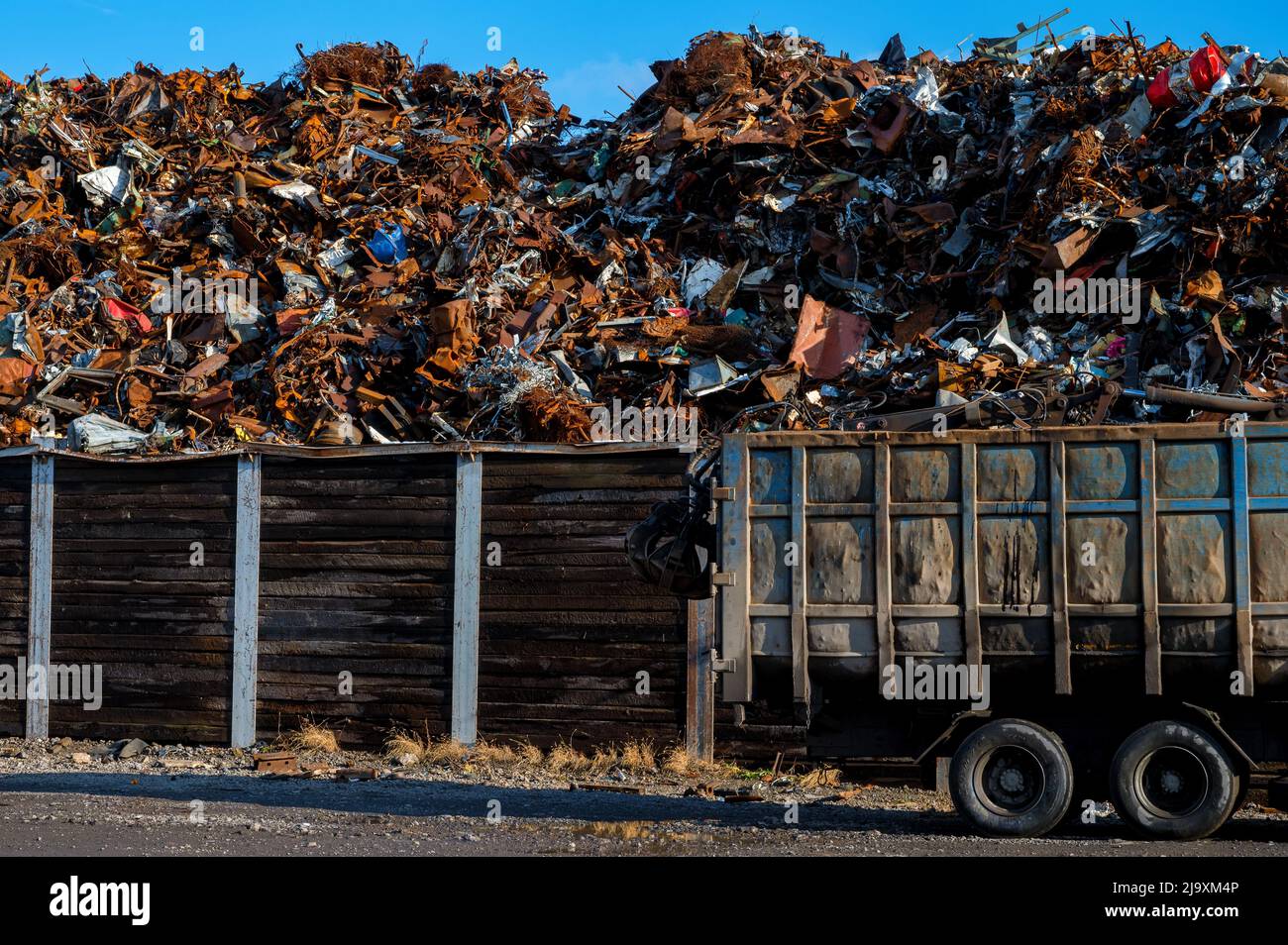 Metal scrap storage in recycling plant. Recycling concept Stock Photo ...