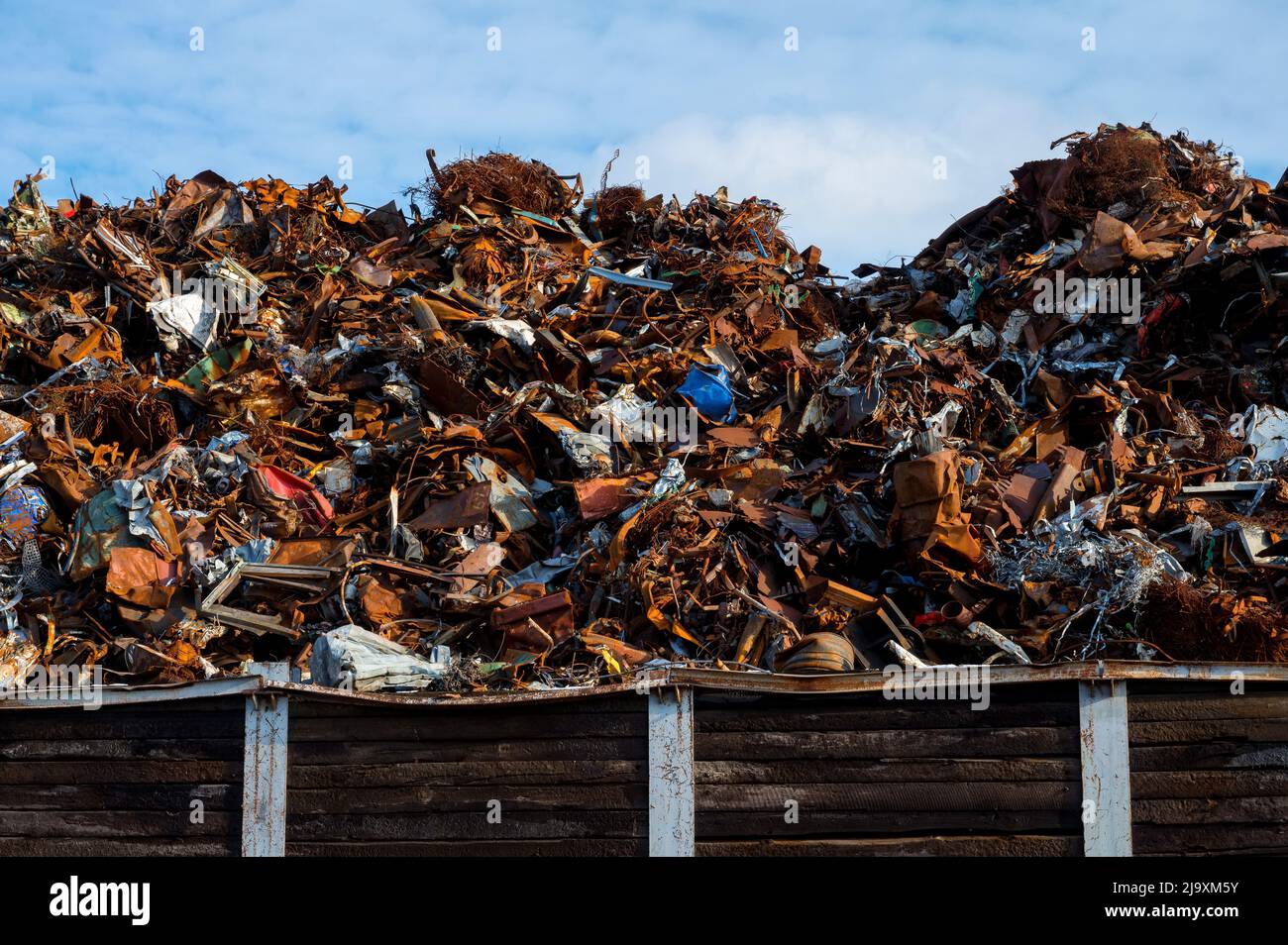 Metal scrap storage in recycling plant. Recycling concept Stock Photo ...