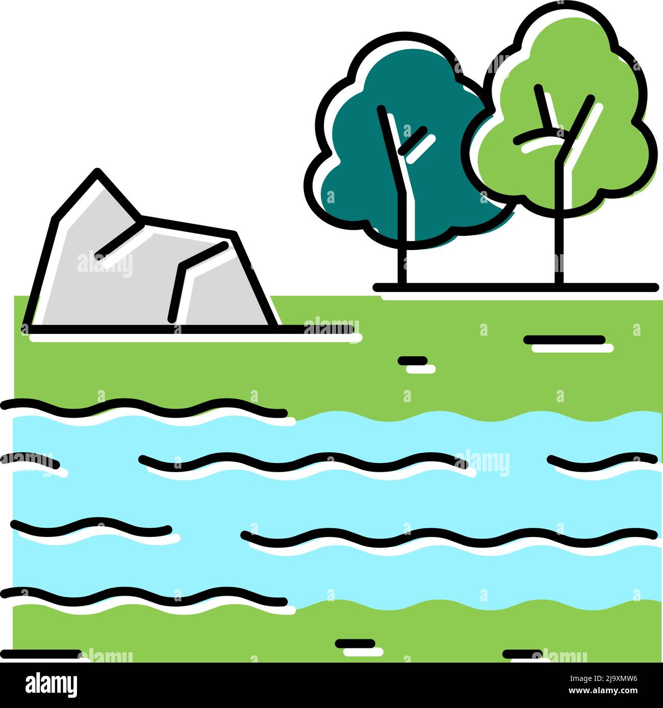river landscape color icon vector illustration Stock Vector Image & Art ...