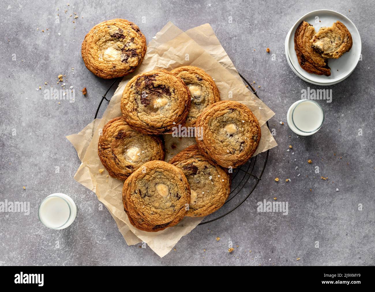 Pretty display of cookies and milk Stock Photo - Alamy