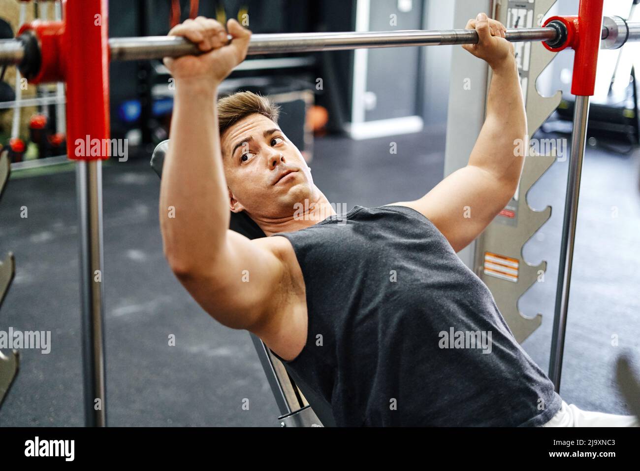Strong Man Athlete Lifting Barbell Stock Photo - Alamy