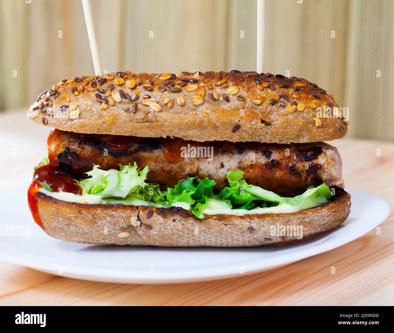 Rustic hot dog Stock Photo - Alamy