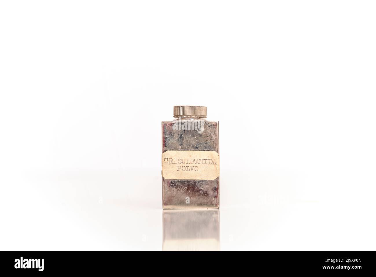 Medication flask from antique war medicine chest. isolated on white ...