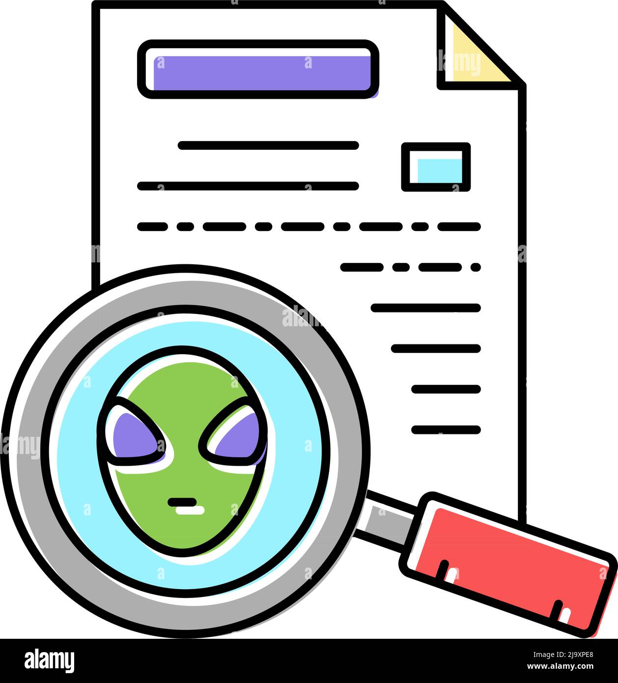 alien discovery document color icon vector illustration Stock Vector ...