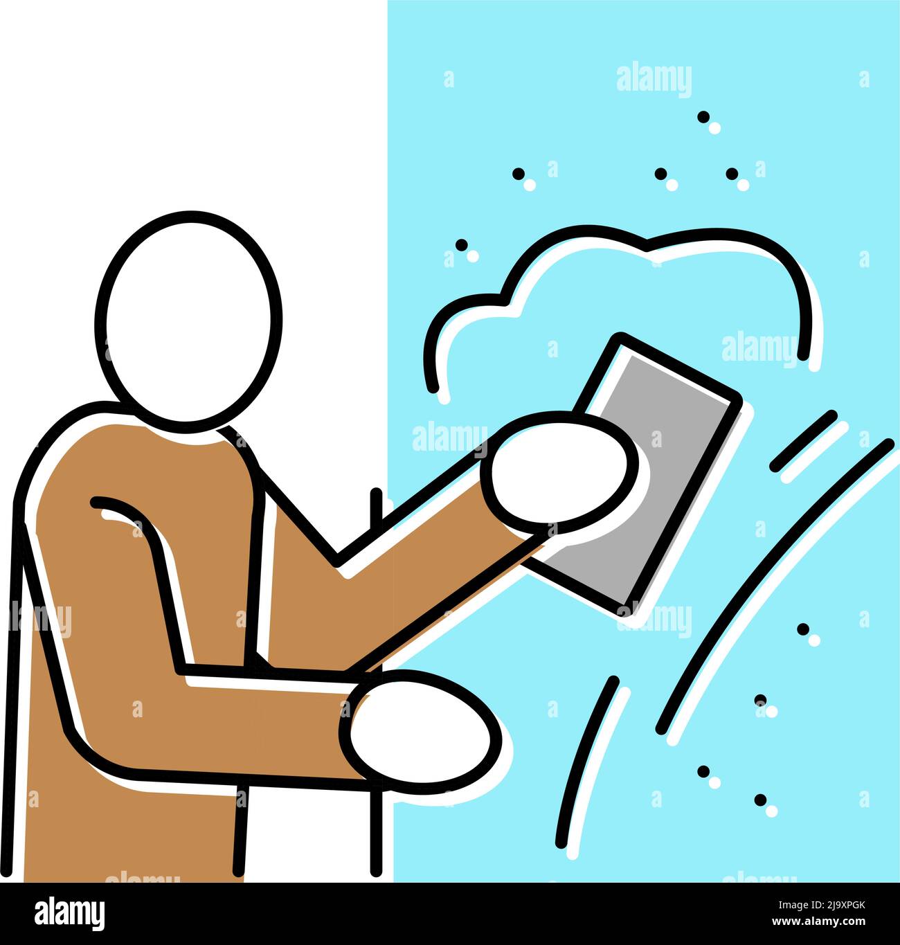 plasterer working color icon vector illustration Stock Vector Image ...