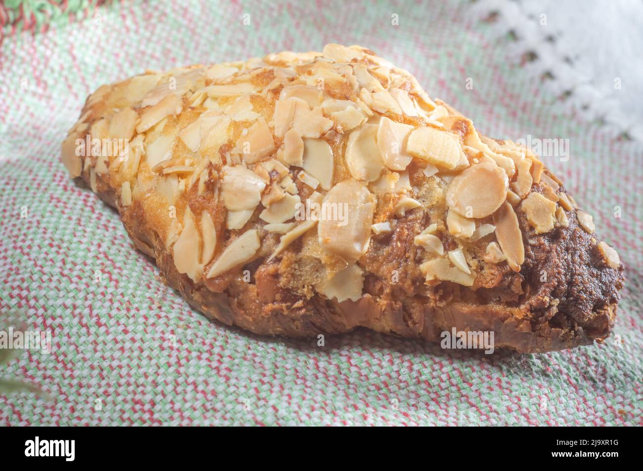 Almond Croissant Bakery homemade. Traditional French breakfast and ...