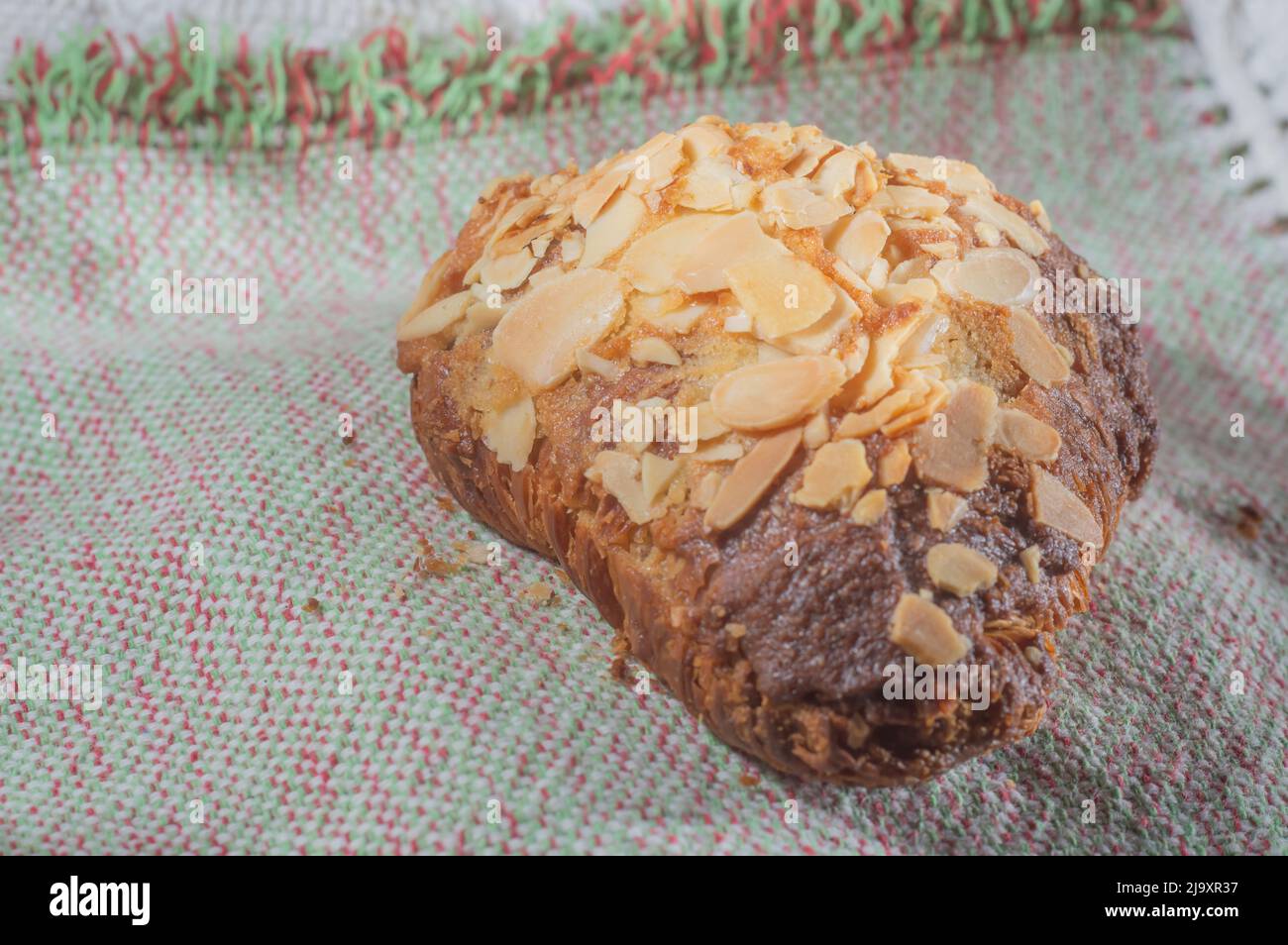 Almond Croissant Bakery homemade. Traditional French breakfast and ...