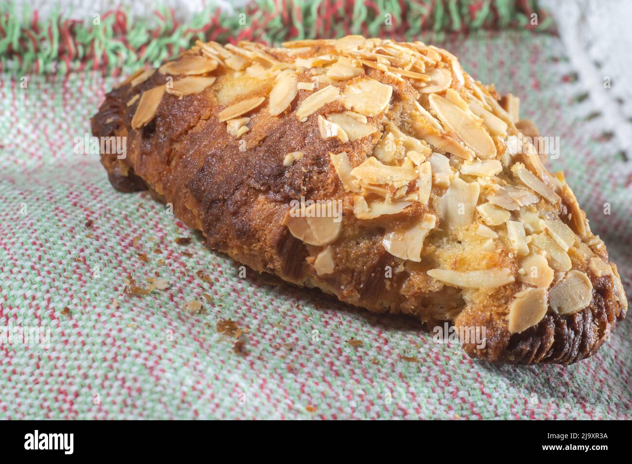 Almond Croissant Bakery homemade. Traditional French breakfast and ...