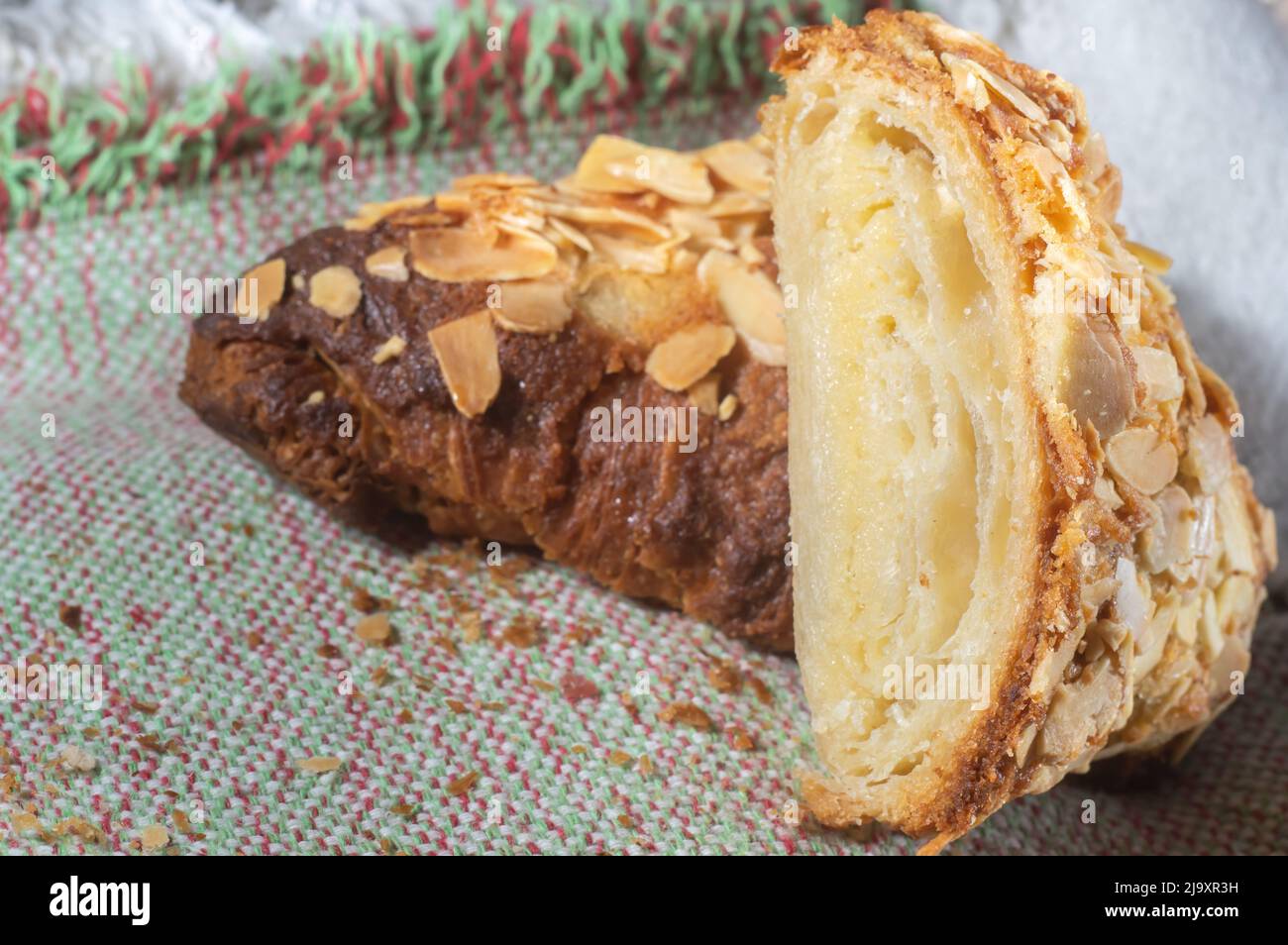 Almond Croissant Bakery homemade. Traditional French breakfast and ...