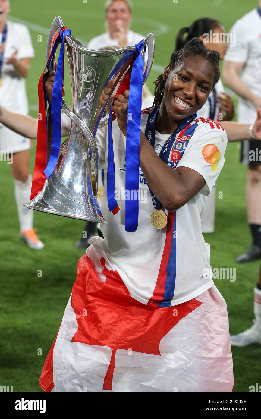 Turin, Italy, 21st May 2022. Kadeisha Buchanan of Lyon poses with the ...