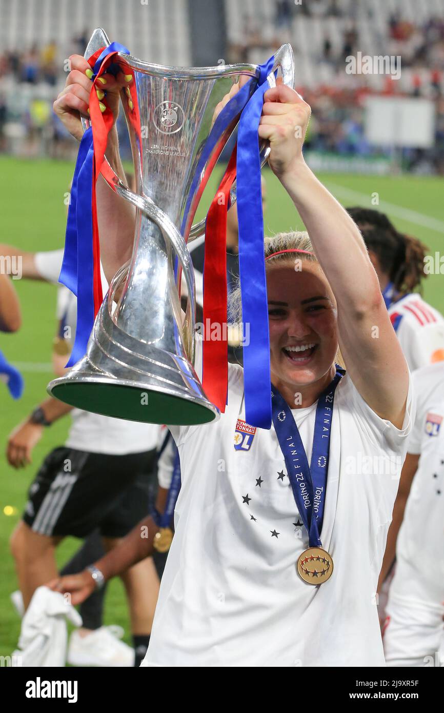 Turin, Italy, 21st May 2022. Lindsey Horan of Lyon poses with the ...