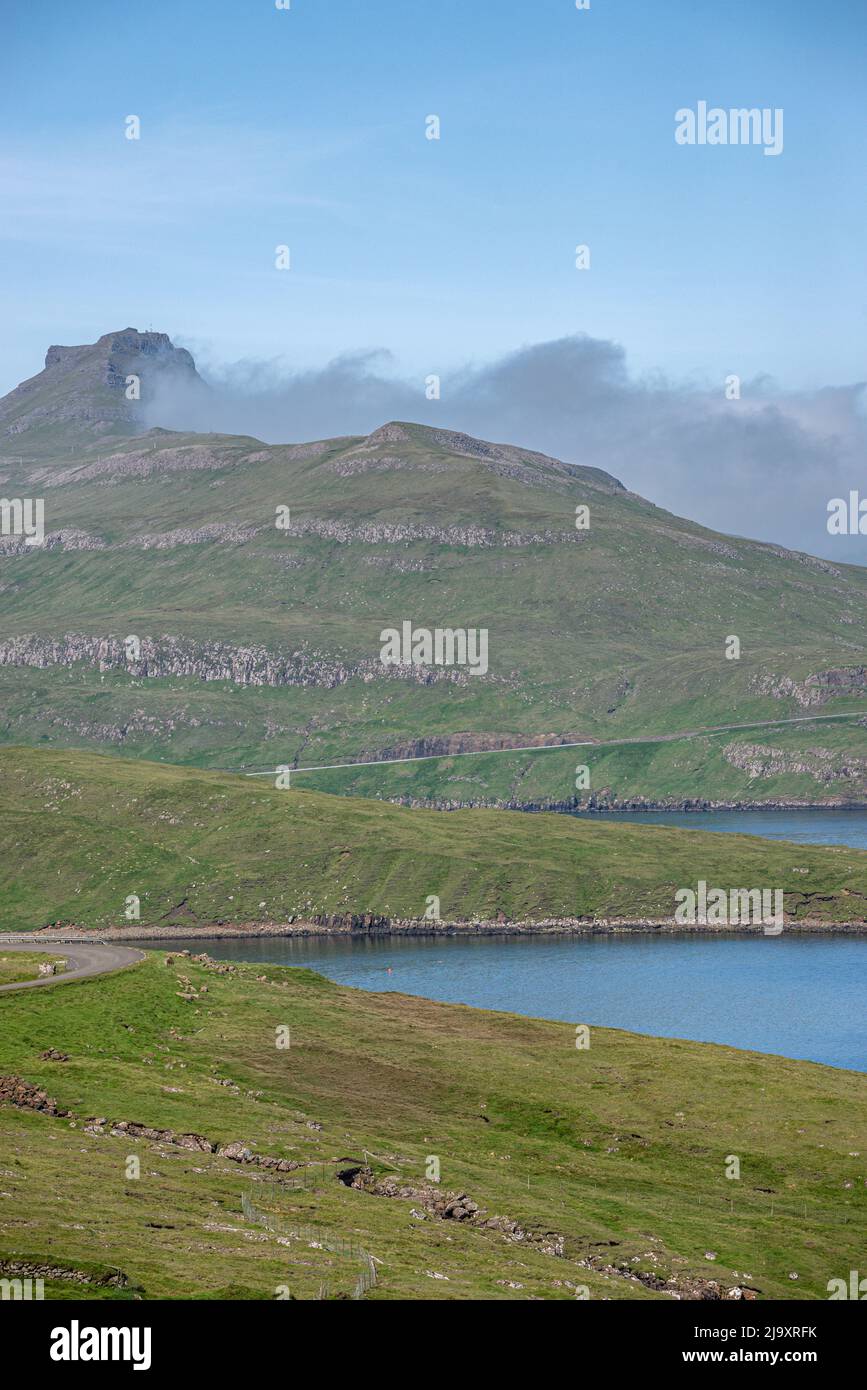 Clouds on a greenish mountain, Suduroy Island, Faroe Islands Stock ...