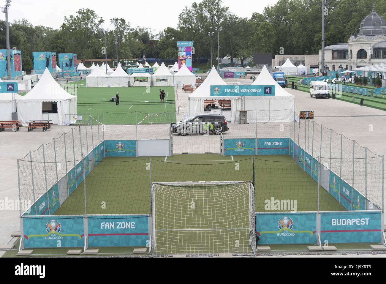 Setting up for Budapest UEFA Fan Fest for EURO 2021, Budapest, Hungary ...