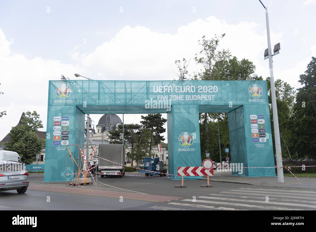 Setting up for Budapest UEFA Fan Fest for EURO 2021, Budapest, Hungary ...