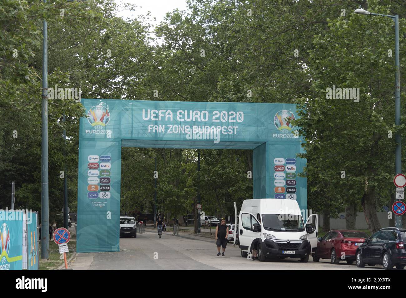Setting up for Budapest UEFA Fan Fest for EURO 2021, Budapest, Hungary ...
