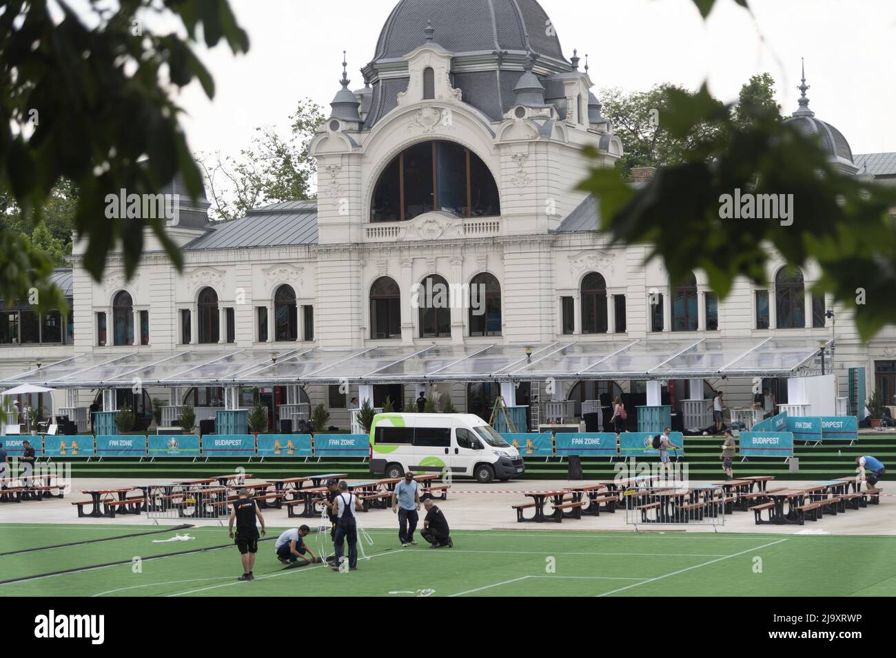 Setting up for Budapest UEFA Fan Fest for EURO 2021, Budapest, Hungary ...