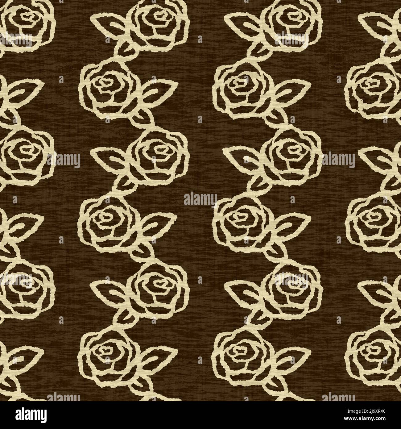 Rose flower linen effect texture seamless pattern. Woven floral garden ...